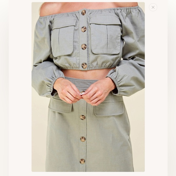 Dresses | Olive Button Down Top And Skirt Set | Poshmark